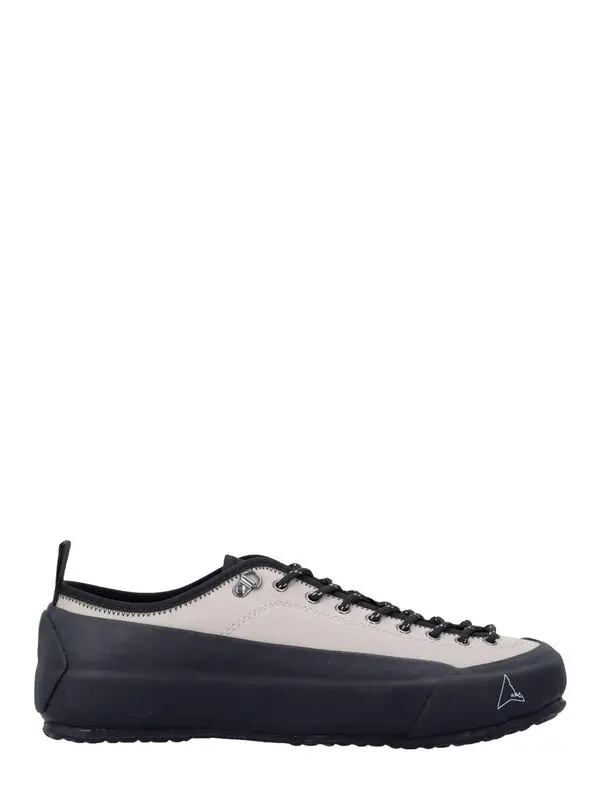 ROA Tuff Cotton Canvas And Rubber Lace Up Low Top Sneakers - Sand