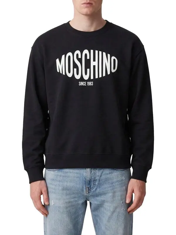 Moschino Cotton Crewneck Sweatshirt With Logo - Black