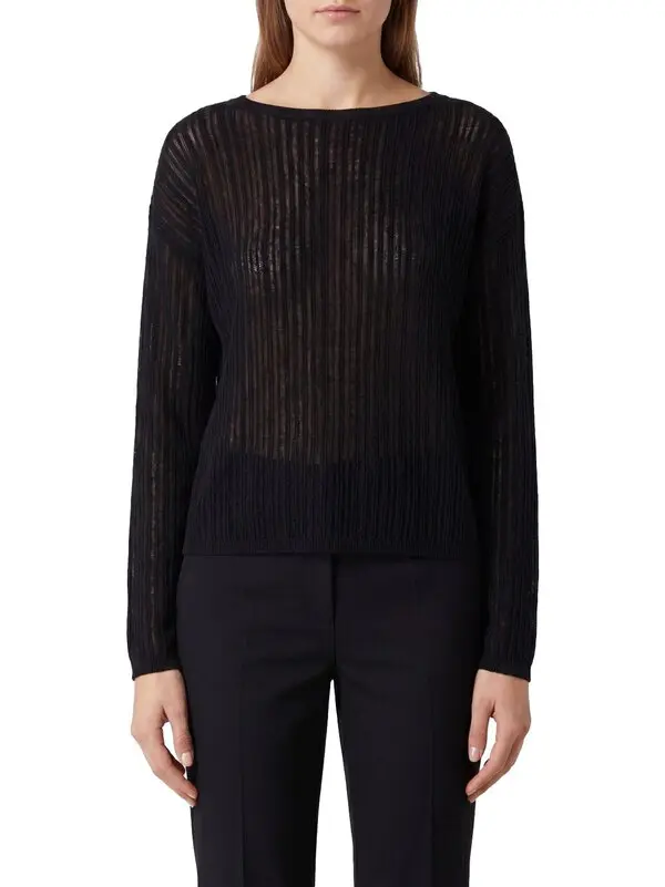 ALLUDE Cashmere Crew-neck Pullover - White