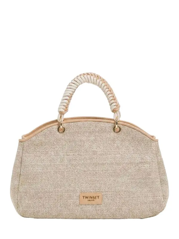 TWINSET Raffia Top Handle Bag With Woven Detail - Natural