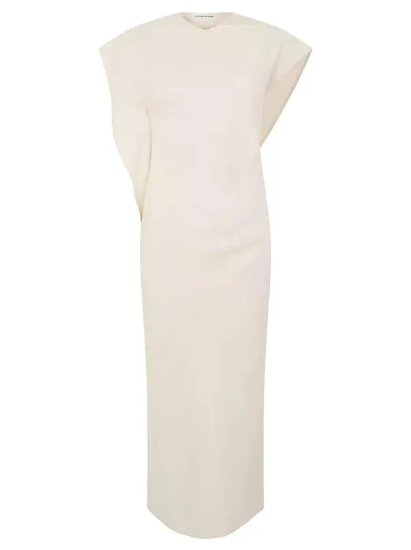 Victoria Beckham Asymmetric Draped Midi Dress - Neutrals