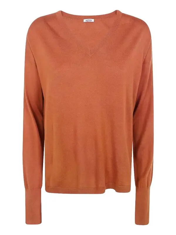 Aspesi V-neck Wool Sweater - Orange