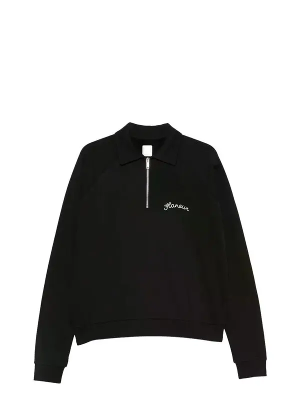 FLANEUR Signature Half-zip Sweatshirt - Black