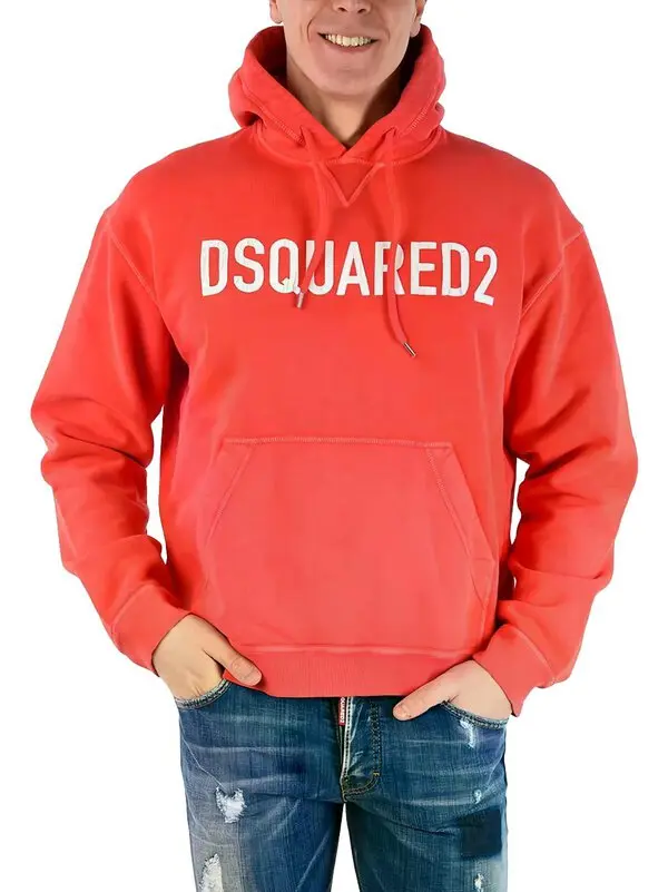 Dsquared2 Graphic Print Drawstring Hoodie - Red