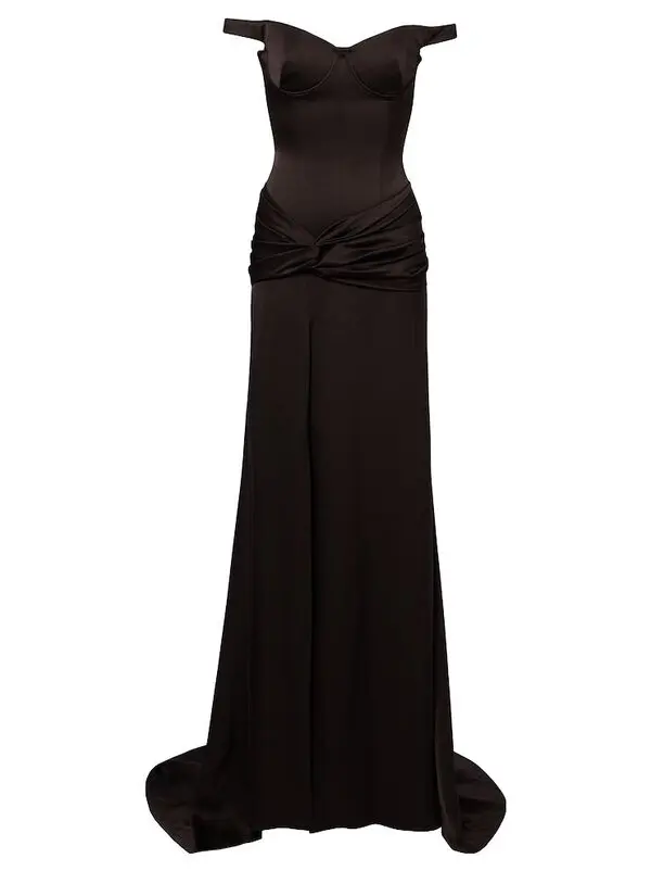 Alex Perry Off-shoulder Corset Gown - Brown