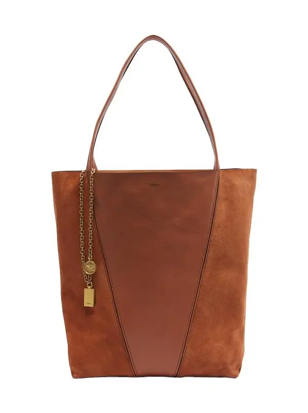 Chloé Leather And Suede Tote Bag - Orange
