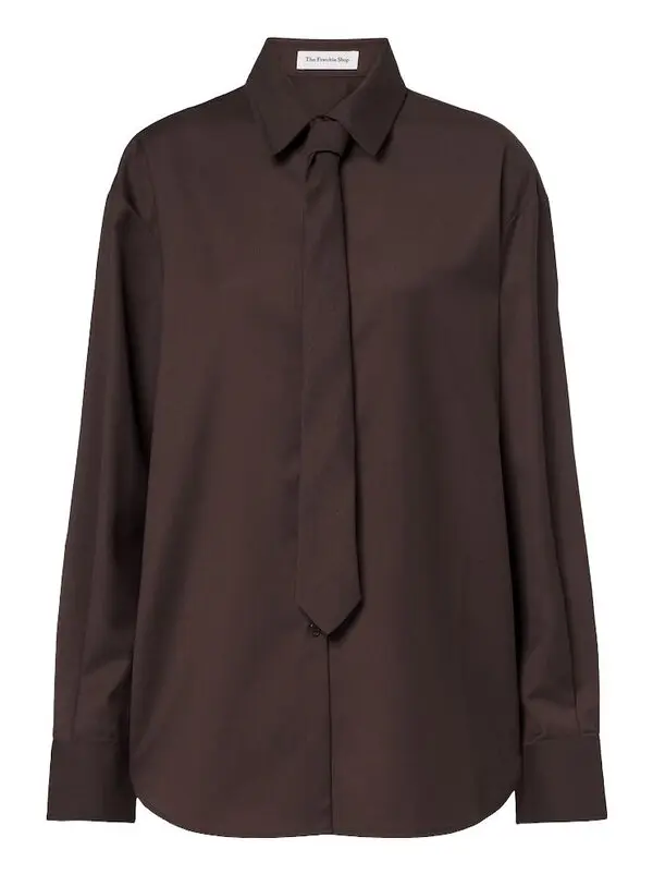 THE FRANKIE SHOP Peri Tie-neck Shirt - Brown