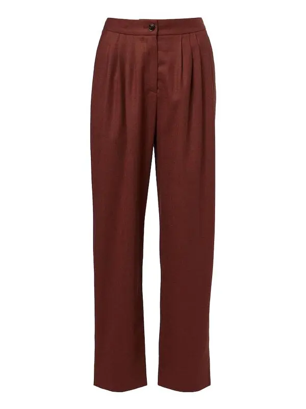 BLAZÉ MILANO Fox Wool And Cashmere Straight Leg Trousers - Brown