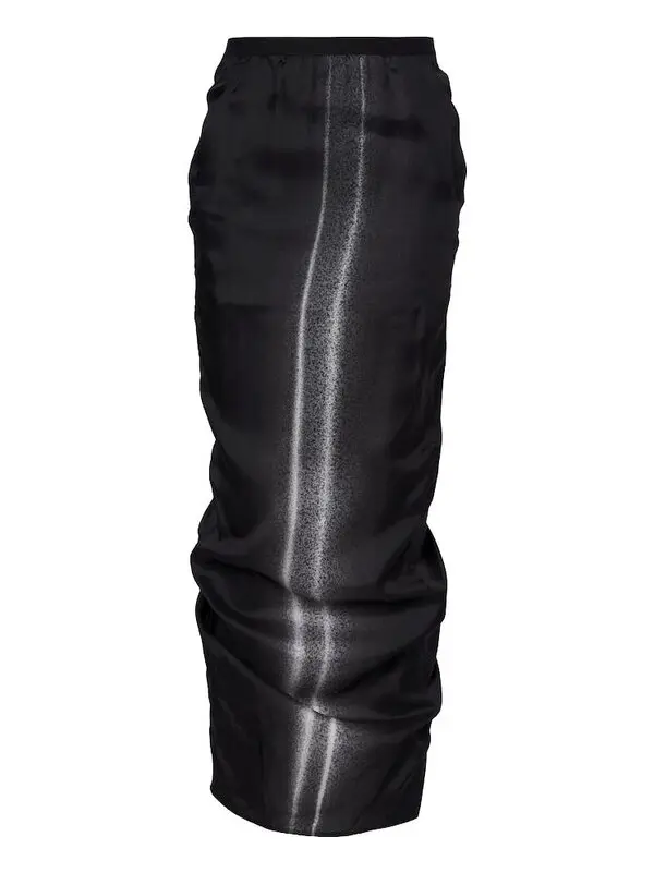 Rick Owens Soft Pillar Gathered Printed Maxi Skirt - Black