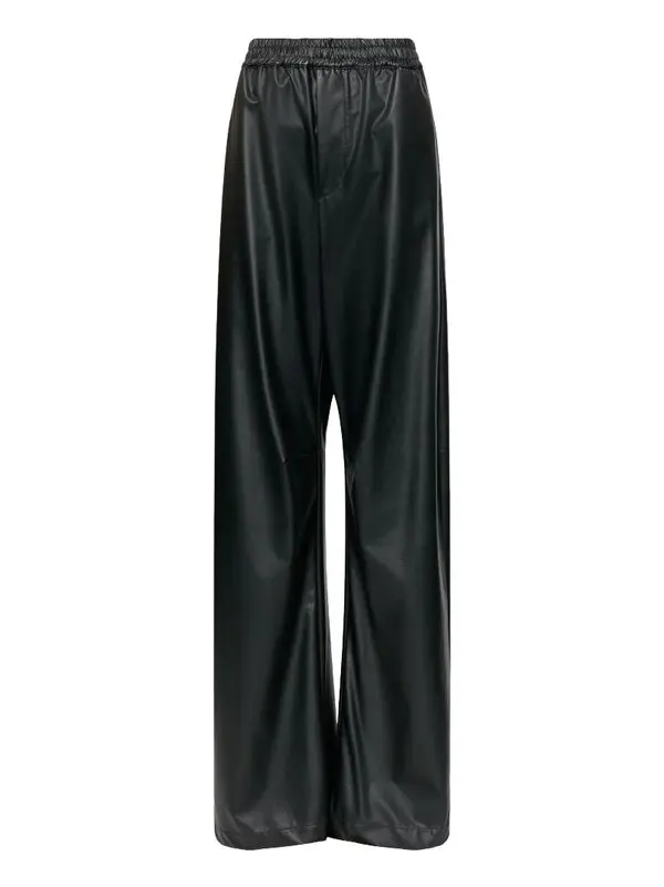 MAISON MARGIELA Faux Leather Wide Leg Trousers - Black