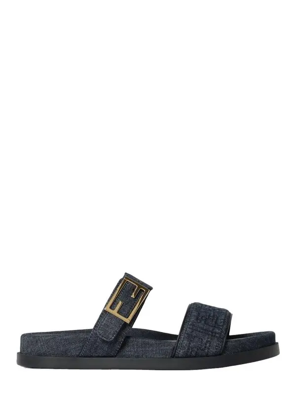 Fendi Buckled Slides - Blue