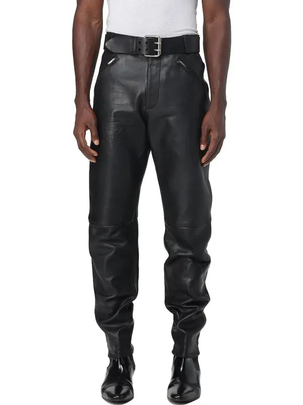 Saint Laurent Tailored Leather Trousers - Black