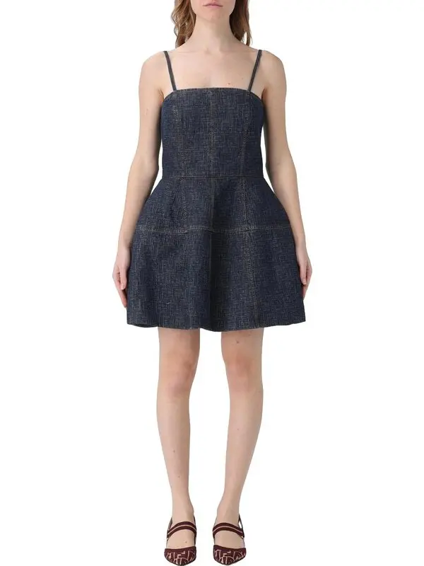 Fendi Denim Fit And Flare Mini Dress - Blue