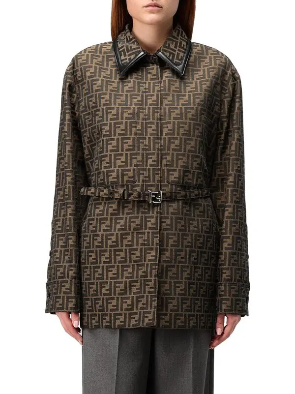 Fendi Printed Belted Jacket - Brown