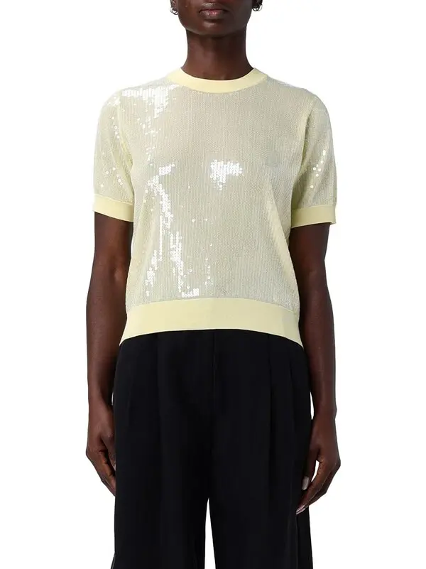 Liu Jo Sequined Viscose Knit Sweater - Yellow
