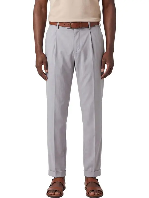 MYTHS Slim Fit Wool Fresco Trousers - Grey