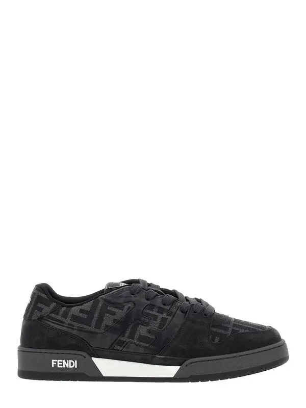 Fendi Ff Monogram Jacquard & Suede Calfskin Low-top Sneakers - Grey