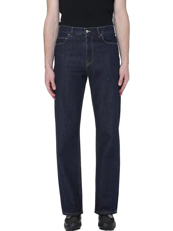 Fendi Slim Fit Skinny Jeans In Cotton Denim With Ff Monogram - Blue