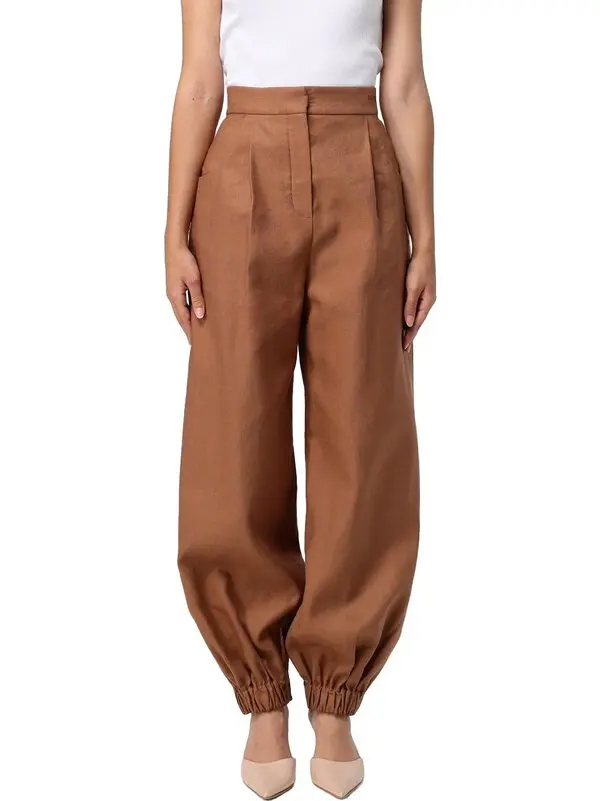 Fendi High-waisted Wide-leg Pants - Beige