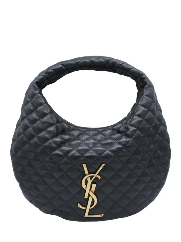 Saint Laurent Quilted Shoulder Bag With Monogram Detail - Black