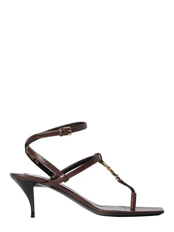 Saint Laurent Leather Stiletto Sandals - Brown