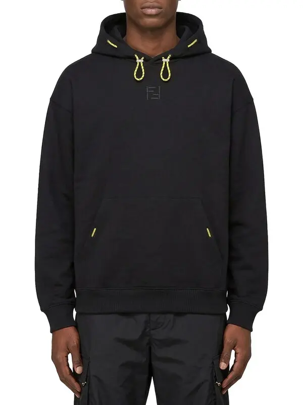 Fendi Ff Monogram Cotton Hoodie - Black