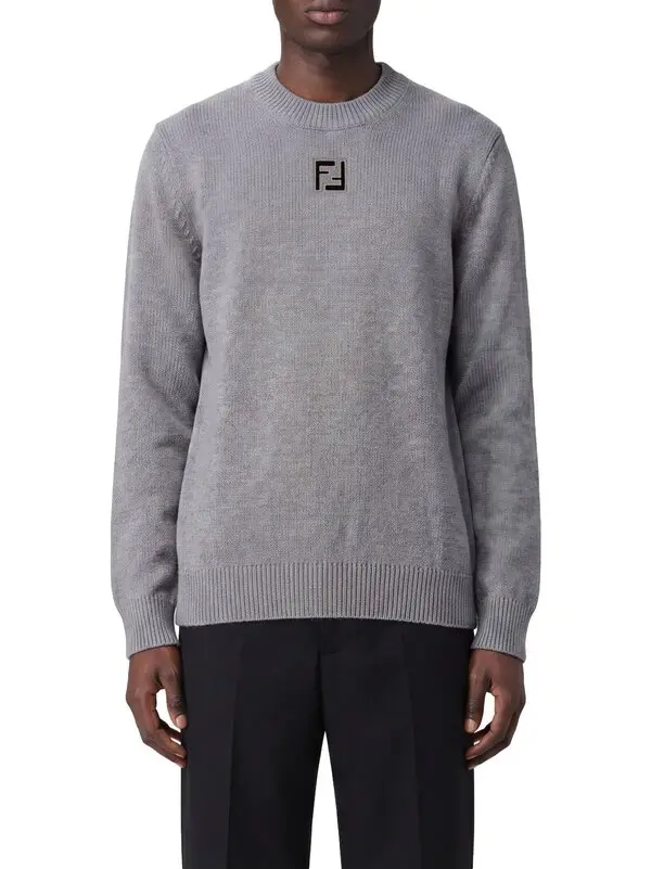 Fendi Ff Monogram Wool Crewneck Sweater - Grey
