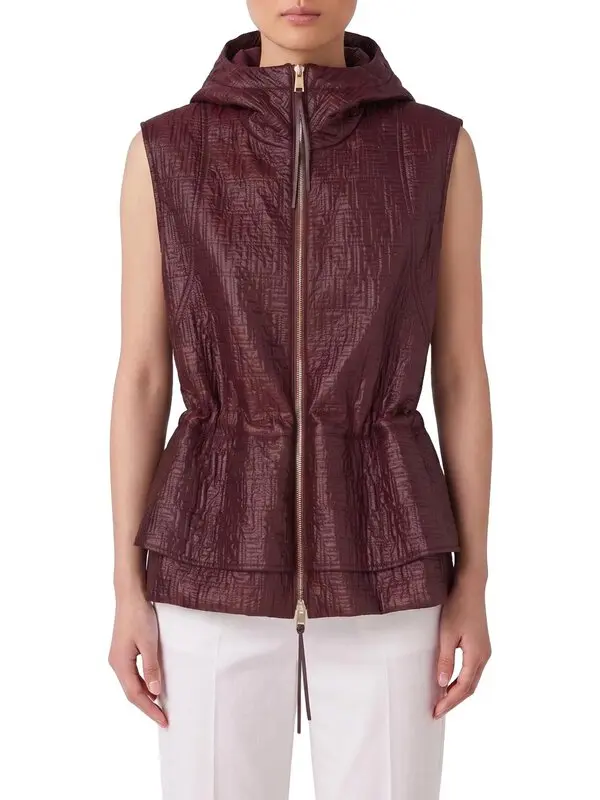Fendi Sleeveless Hooded Vest With Ff Monogram - Red