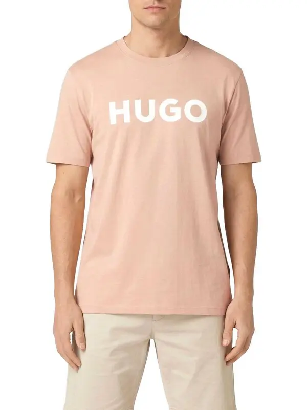 Hugo Cotton T-shirt With Logo - Beige
