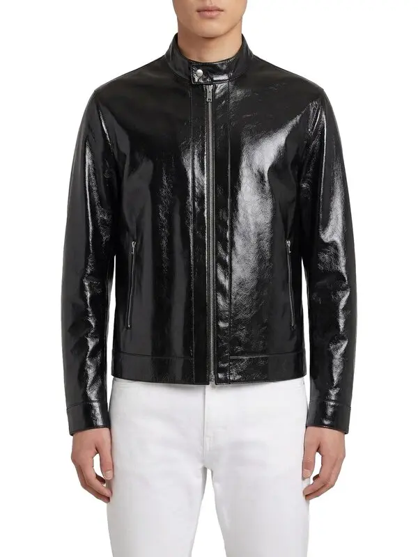 Fendi Leather Zip-up Jacket - Blue