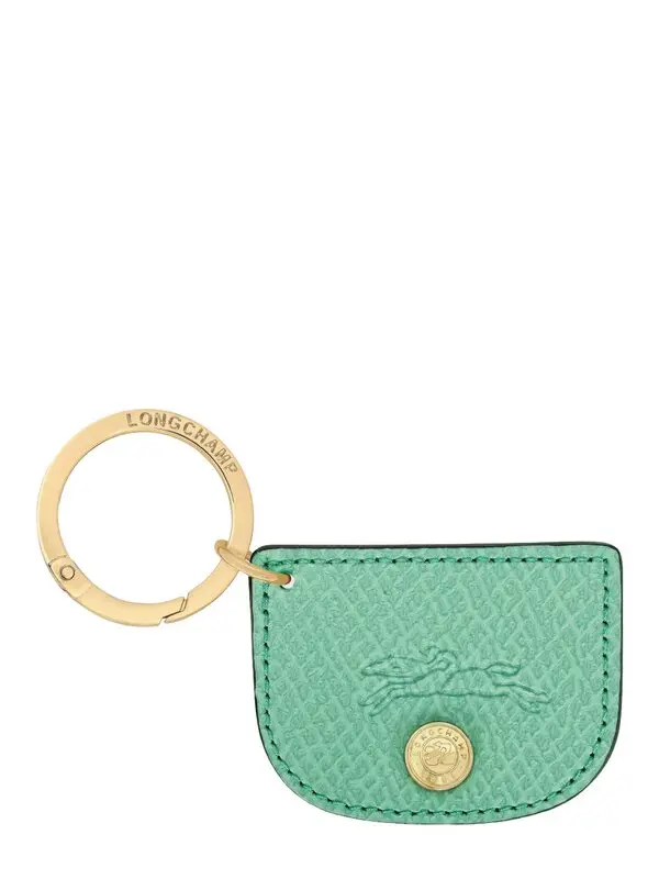 Longchamp Grained Leather Keyring With Embossed Logo - Mint