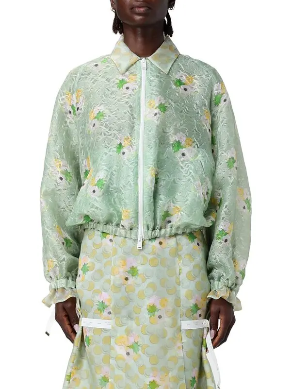 Fendi Embroidered Organza Bomber Jacket - Green
