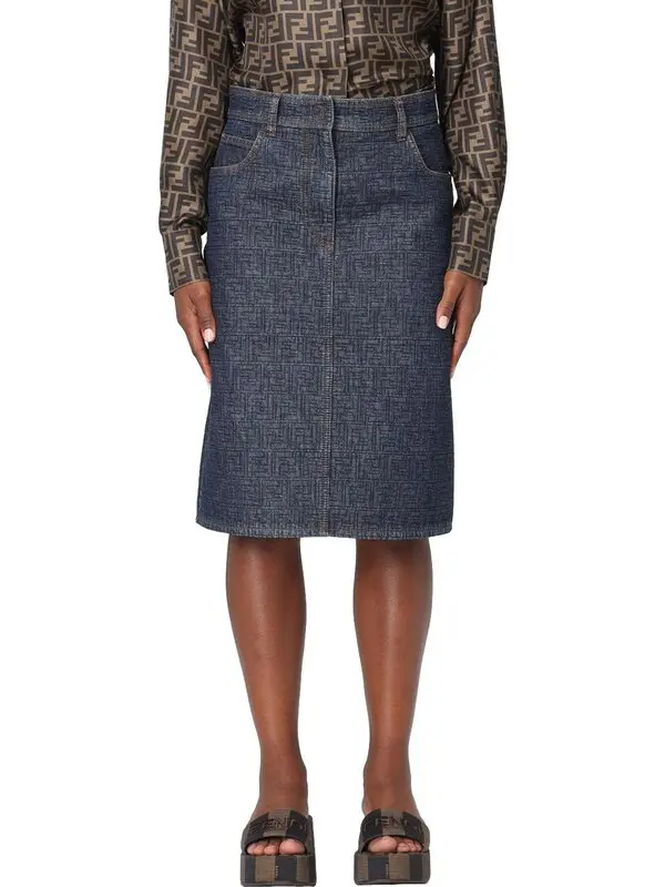 Fendi Denim Midi Skirt - Blue