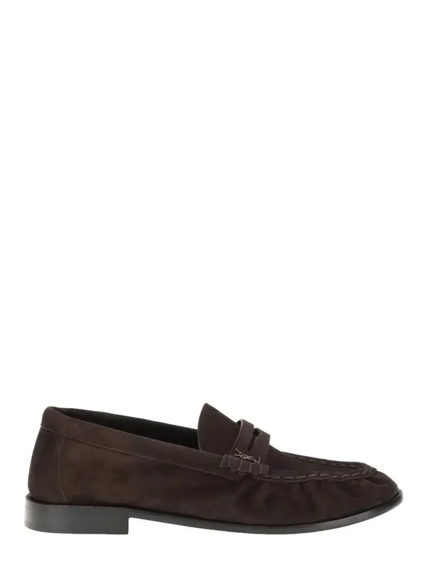 Saint Laurent Le Loafer Suede Penny Loafers With Monogram - Amaranth