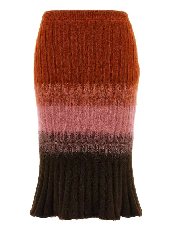 Fendi Textured Knit Maxi Skirt - Rust