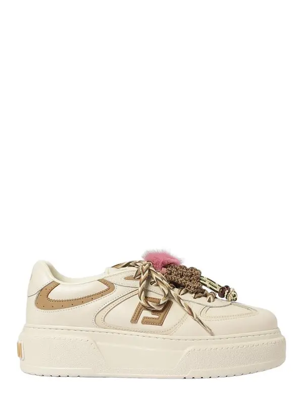 Fendi Lace-up Trainers With Embellishments - Ice