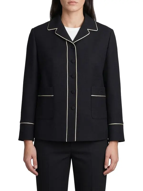 Fendi Wool And Silk Blend Single Breasted Blazer - Black 1