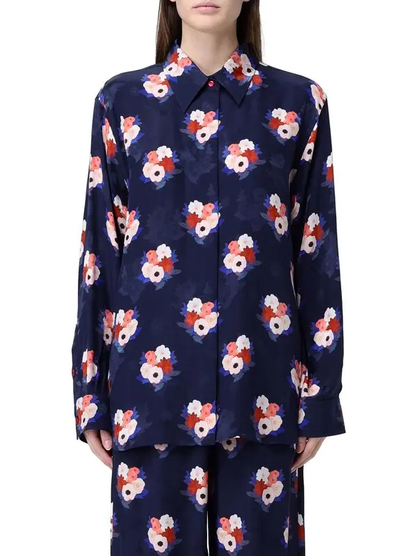 Fendi Silk Shirt With Floral Print - Blue