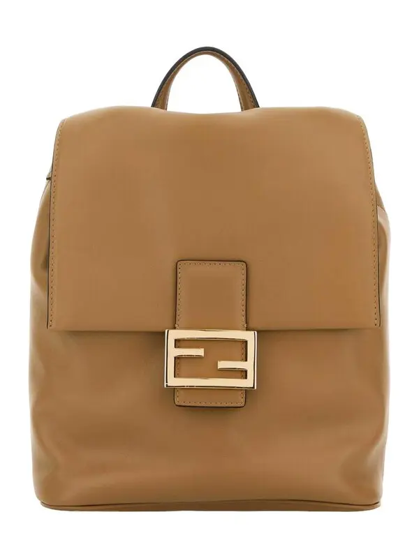Fendi Calfskin Ff Monogram Backpack - Brown