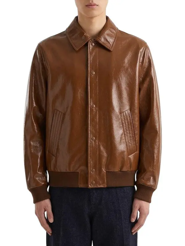 Fendi Shiny Leather Jacket - Brown
