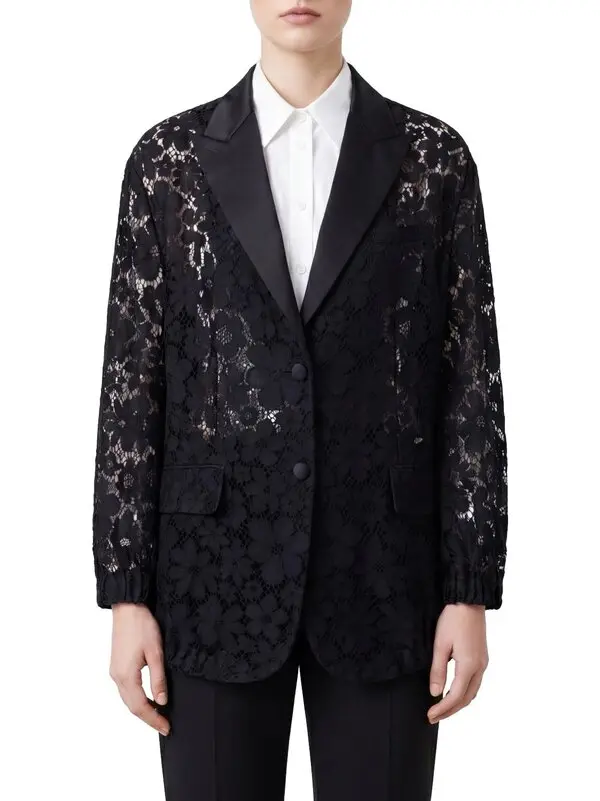 Fendi Lace Single-breasted Blazer - Black