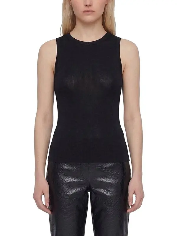 Saint Laurent Sleeveless Stretch Viscose Top - Black