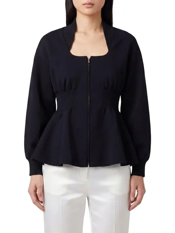 Fendi Wool Jacket With Hourglass Shape - Black