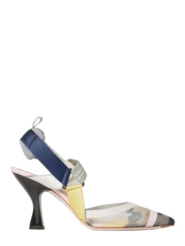 Fendi Colibrì Slingback Pumps In Bouquet Print Nylon - Black