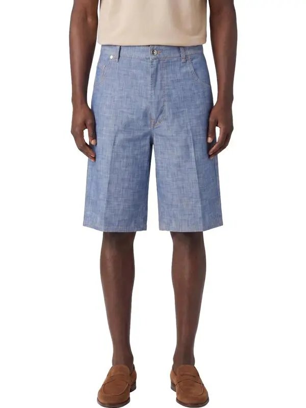 Fendi Chambray Denim Shorts - Blue