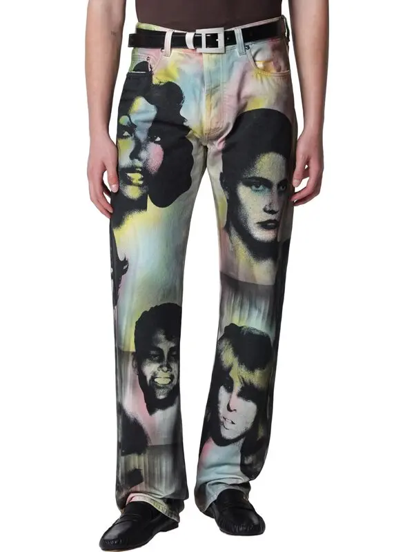 Versace Straight Jeans With The Party Print - Multicolor