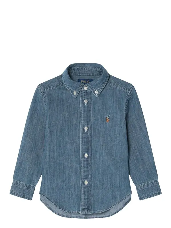 Polo Ralph Lauren Denim Button-down Shirt With Embroidered Logo - Blue