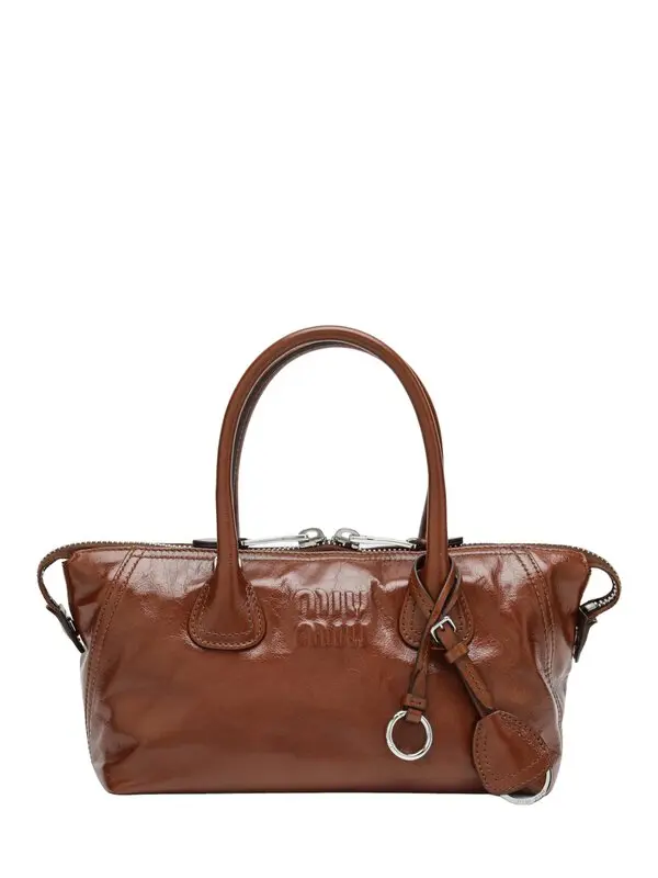 Miu Miu Glossy Rosewood Leather Top-handle Bag - Brown