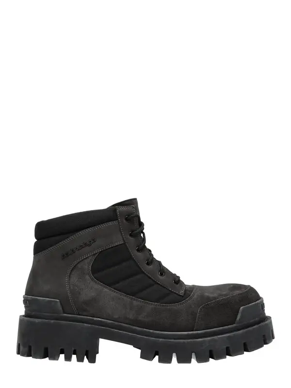 Balenciaga Combat Strike Low Lace-up Suede Boots - Brown