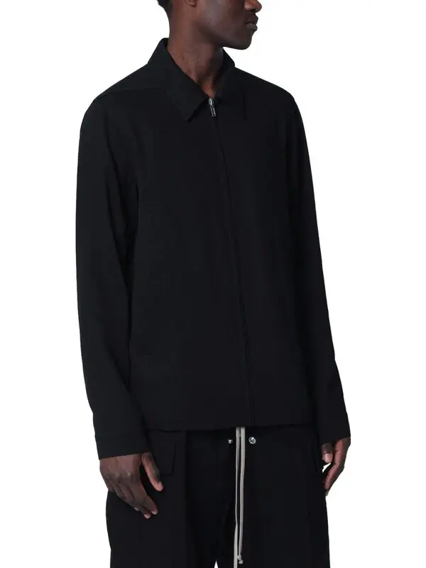 Rick Owens Zip-up Wool Shirt Jacket - Black